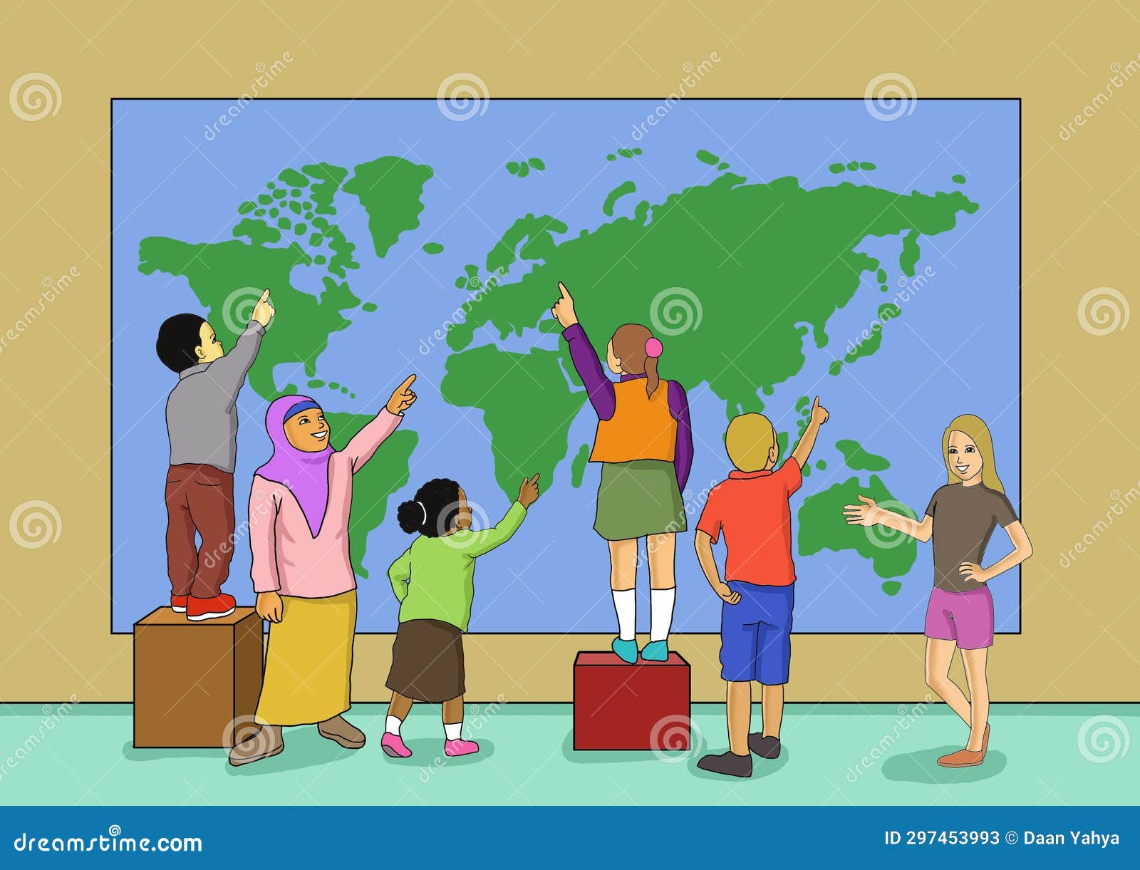 Student Pointing To The Chalkboard Welcome School Year Vector Cartoon ...
