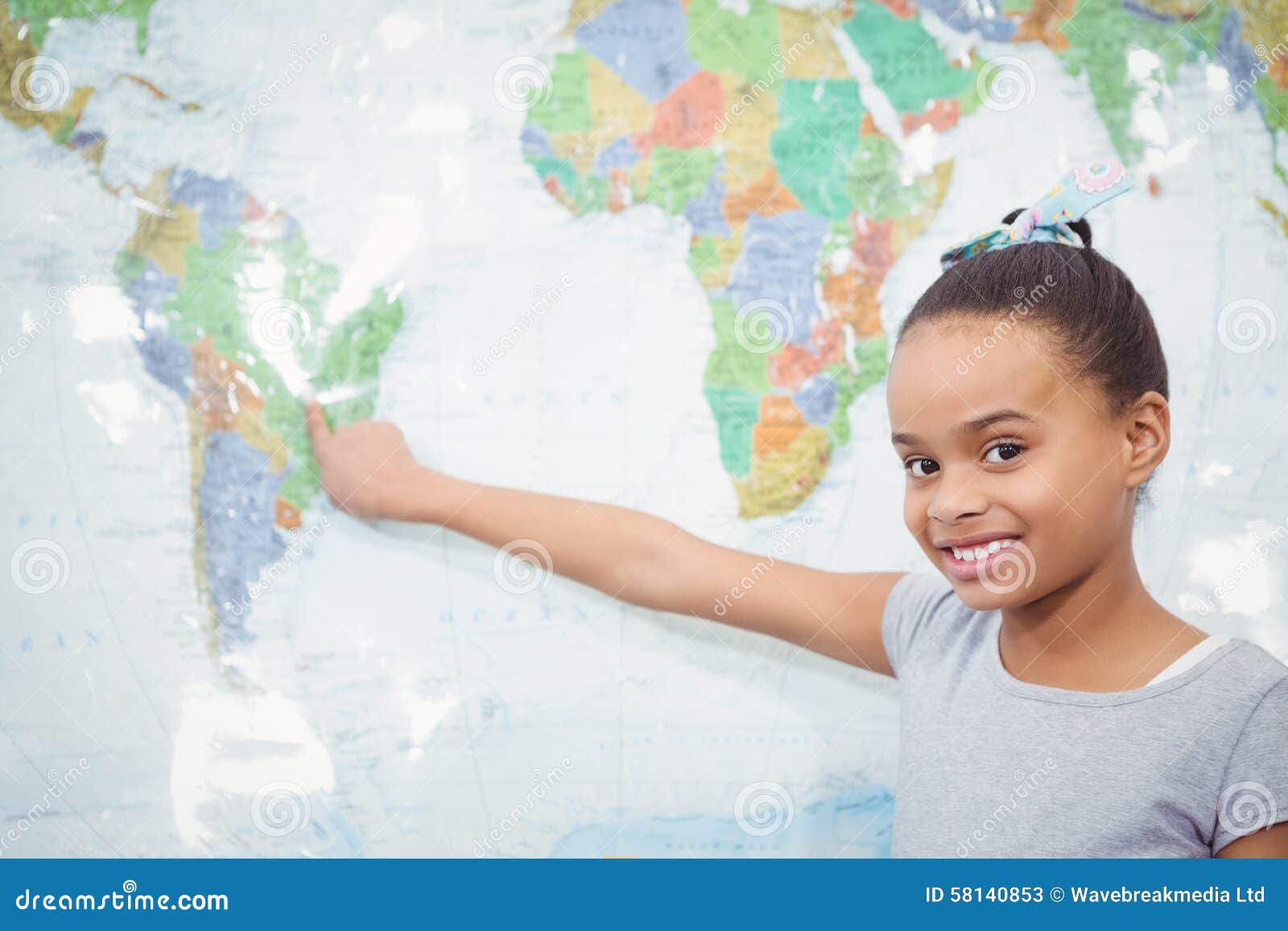 Student Pointing To a Map of the World Stock Image - Image of learn ...