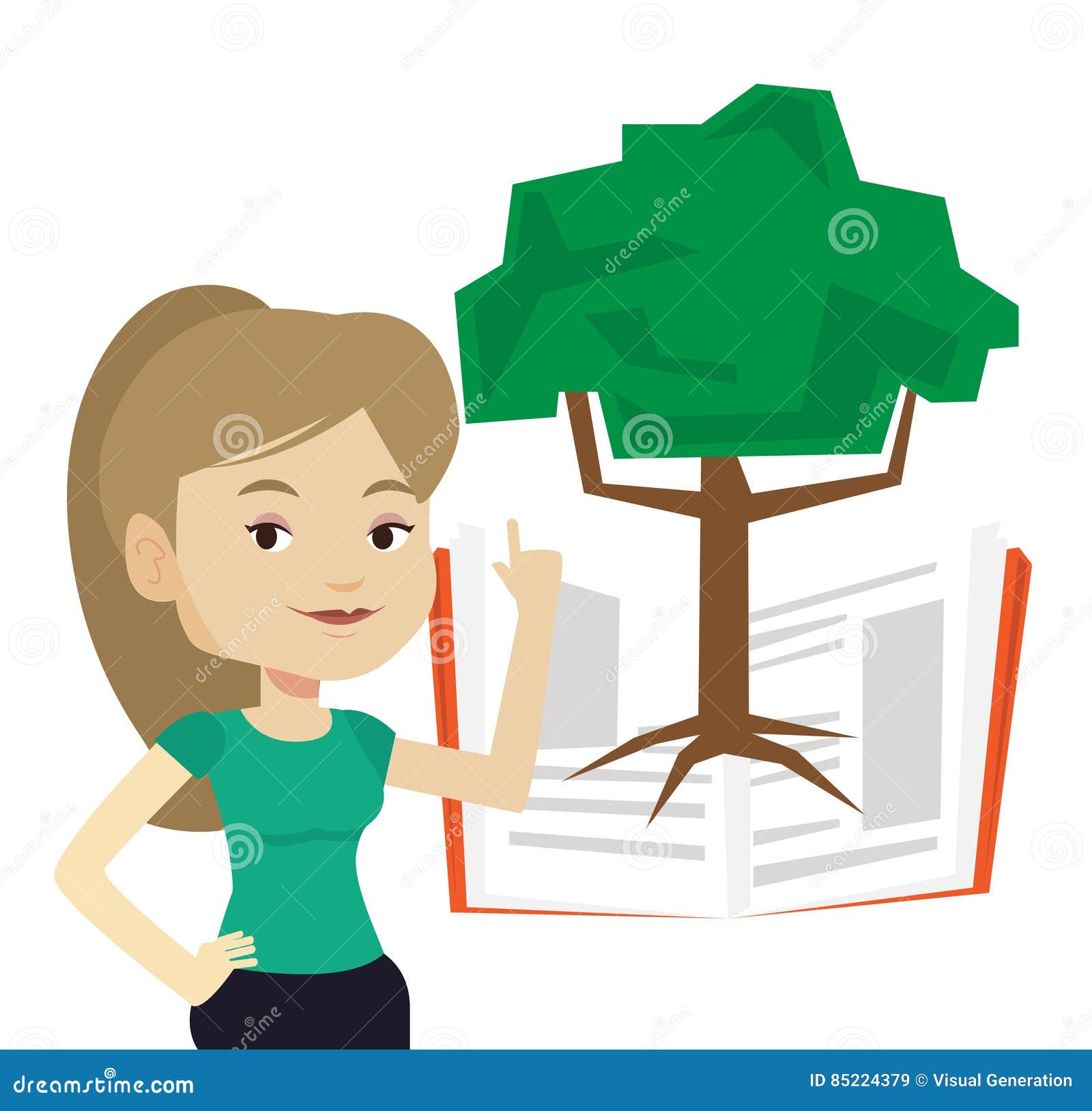 Student Pointing at Tree of Knowledge. Stock Vector - Illustration of ...