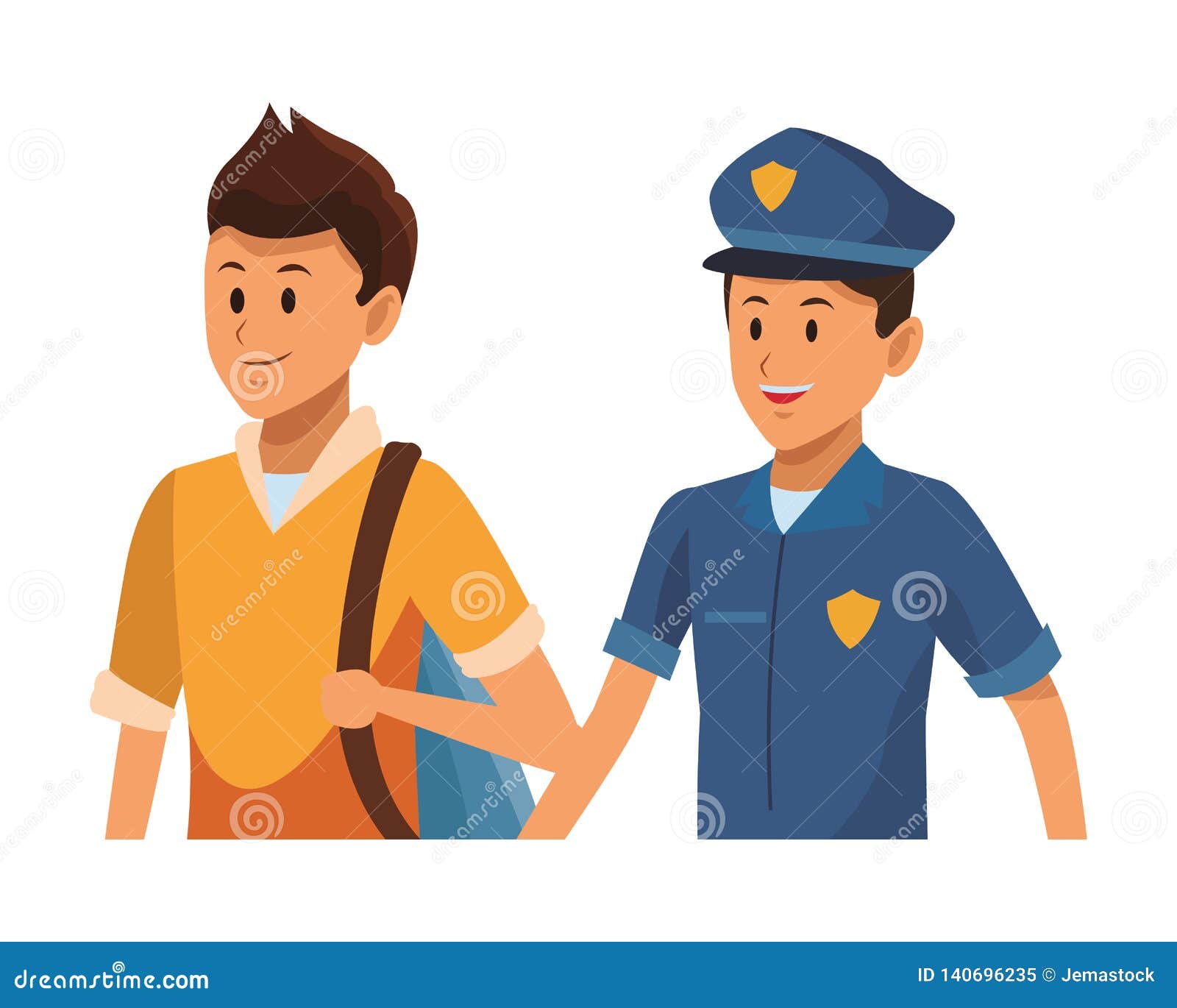 Student and policeman stock vector. Illustration of motion - 140696235
