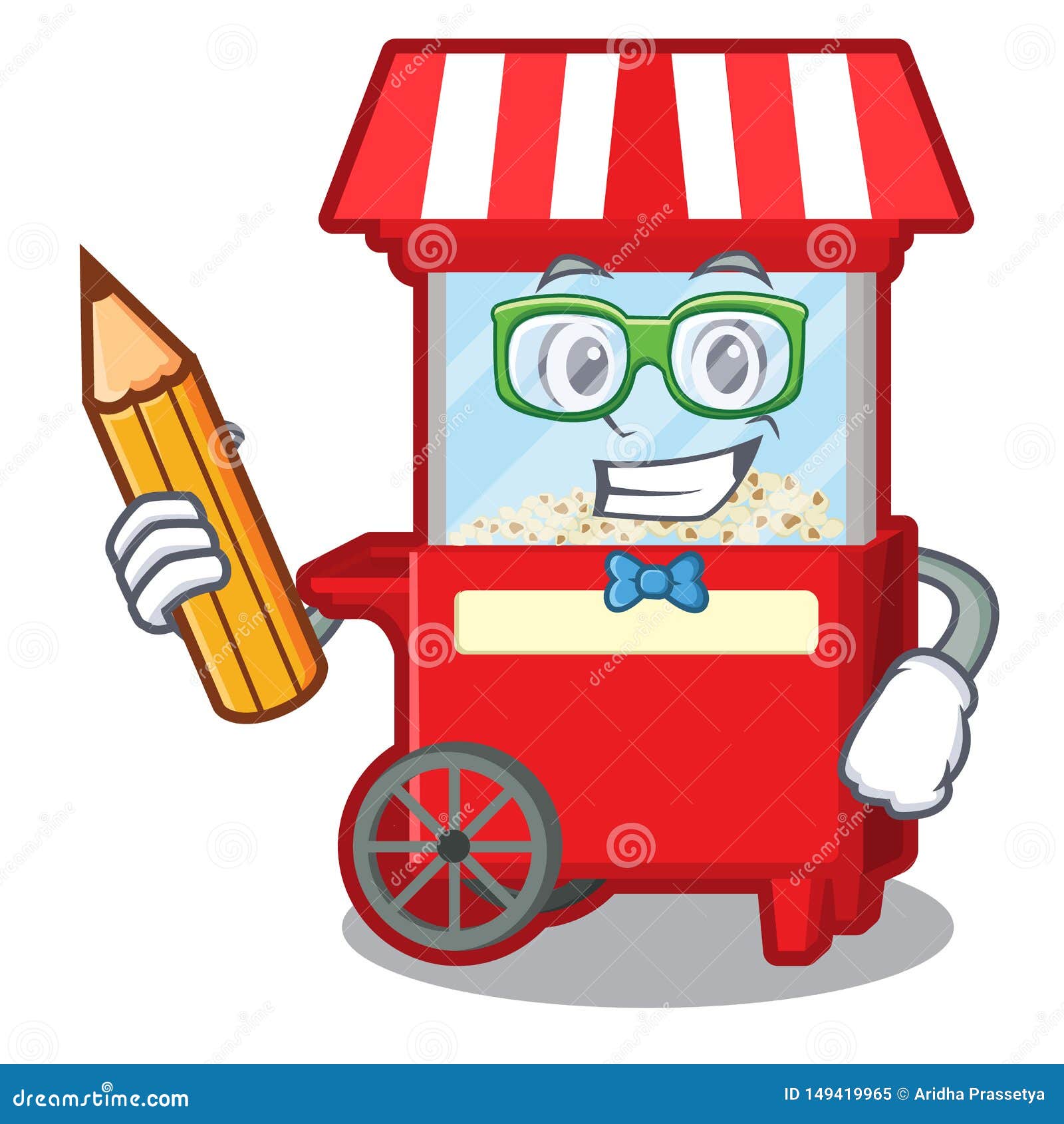 Student Popcorn Machine Next To Cartoon Table Stock Vector ...