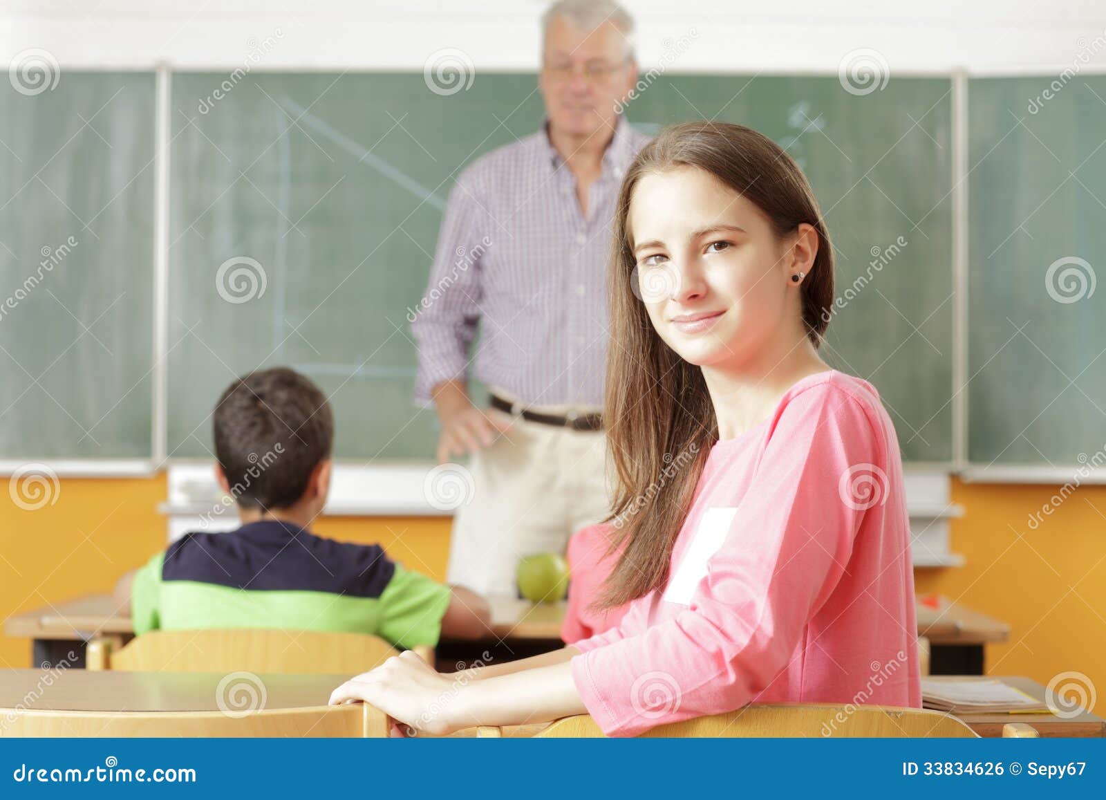 Student Portrait in the Classroom Stock Photo - Image of communication ...