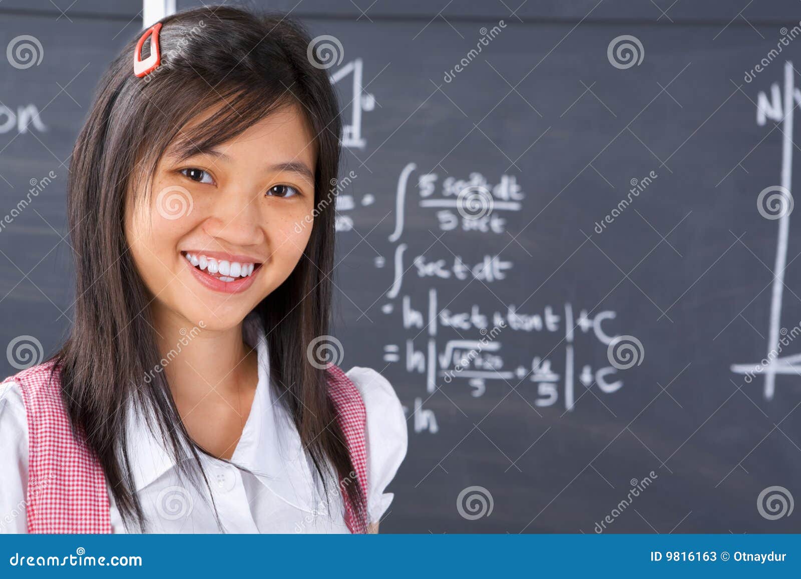 Student Pose in Front of Blackboard Stock Image - Image of woman ...