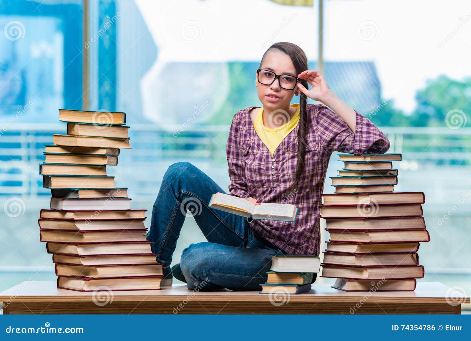 The Student Preparing for College Exams Stock Photo - Image of home ...
