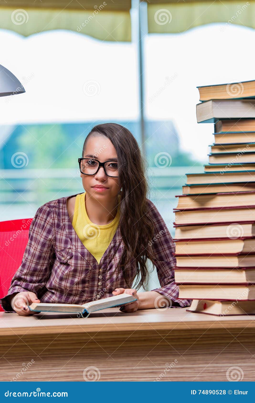 The Student Preparing for College Exams Stock Photo - Image of desk ...