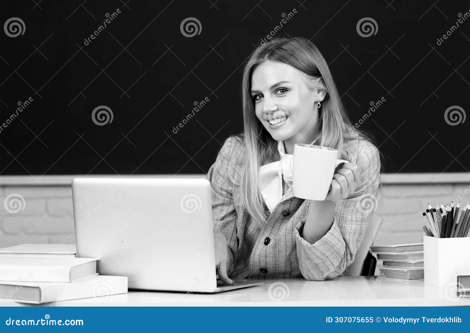 Student Preparing Exam, Drinking Tea and Learning Lessons in School ...
