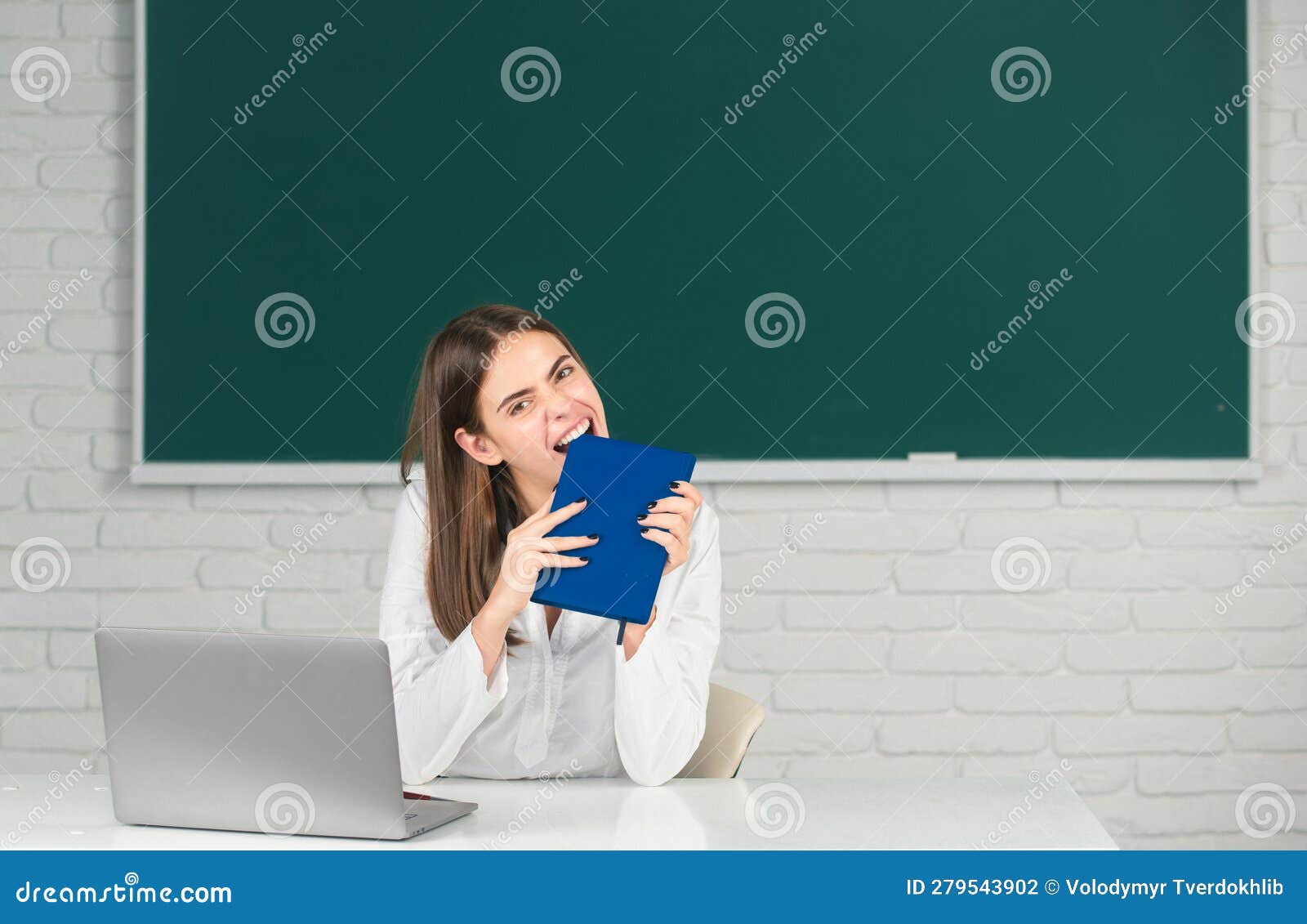 Student Preparing Exam and Learning Lessons in School Classroom. Crazy ...