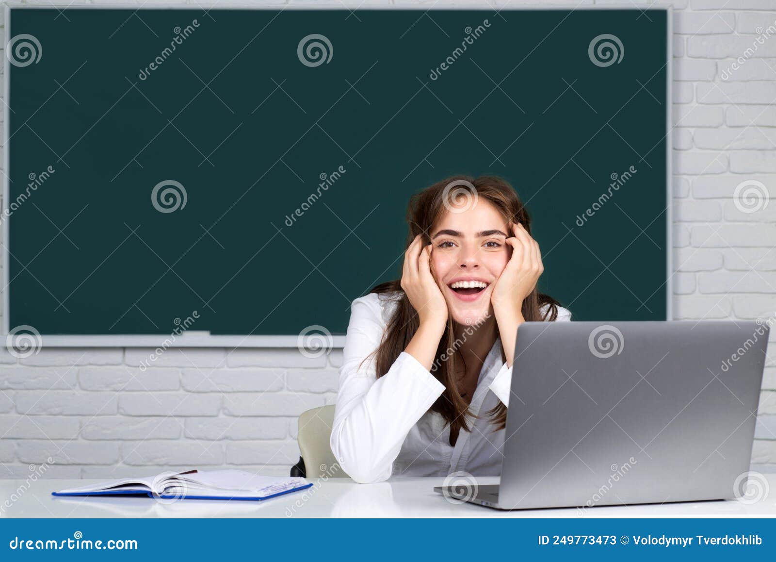 Student Preparing Exam and Learning Lessons in School Classroom ...