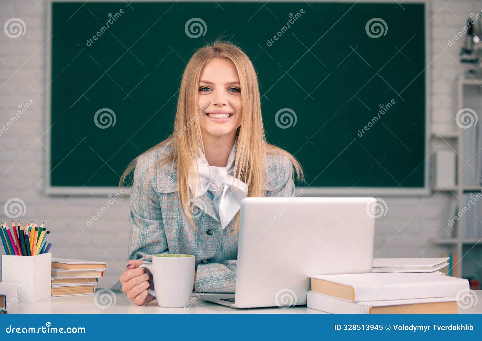 Student Preparing Exam and Learning Lessons in School Classroom ...
