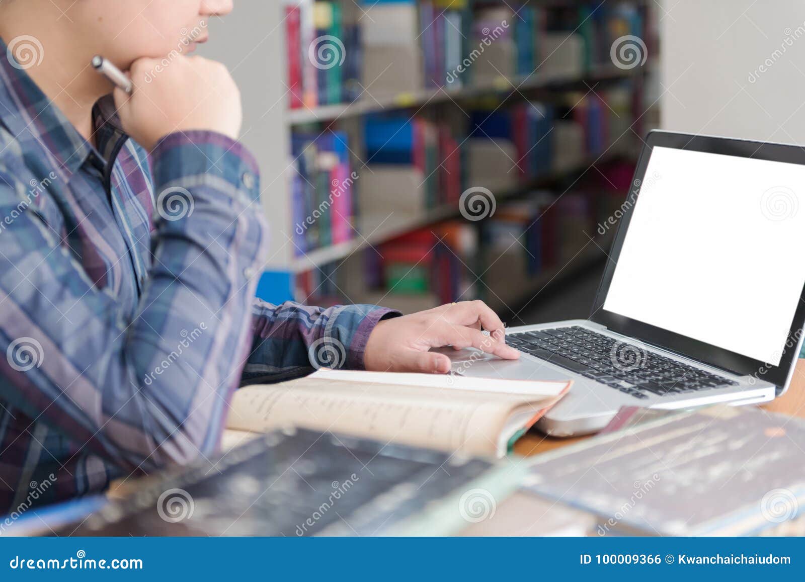 Student Preparing Exam and Learning Lessons in School Library, Stock ...
