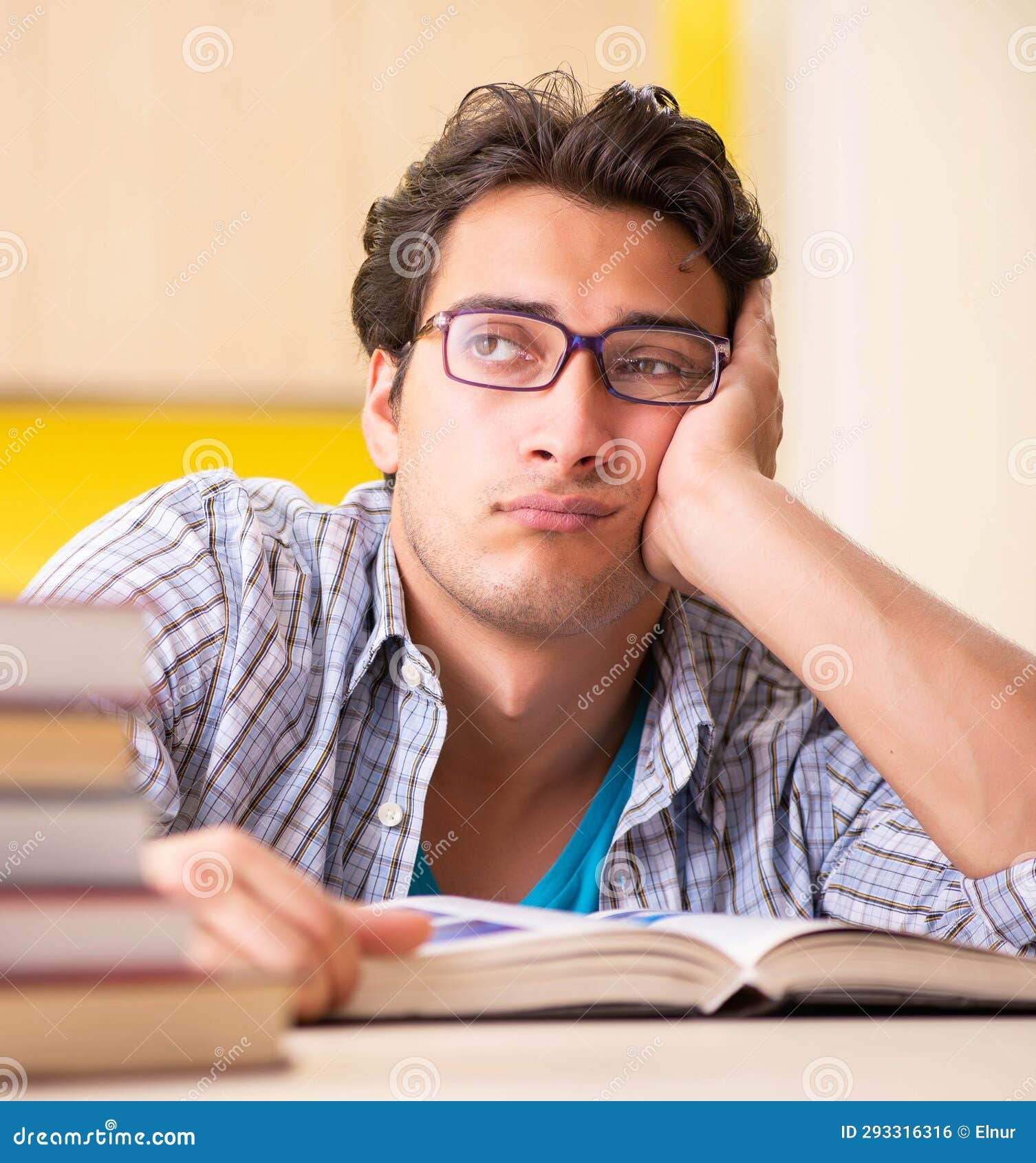 Student Preparing for Exam Sitting at the Kitchen Stock Photo - Image ...