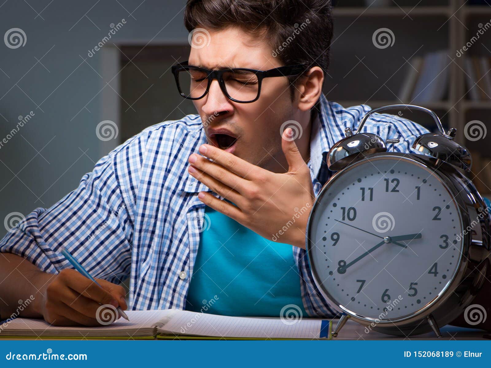 Student Preparing for Exams Late Night at Home Stock Image - Image of ...