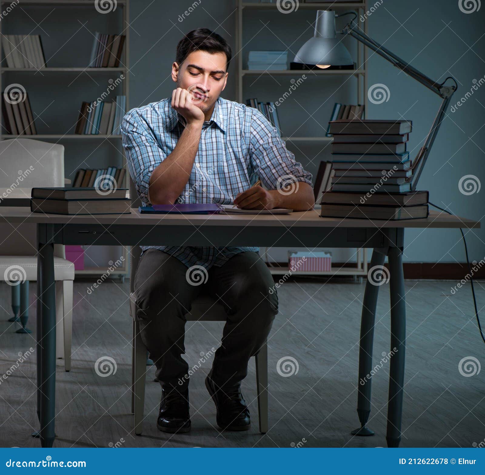 Student Preparing for Exams Late at Night Stock Photo - Image of ...