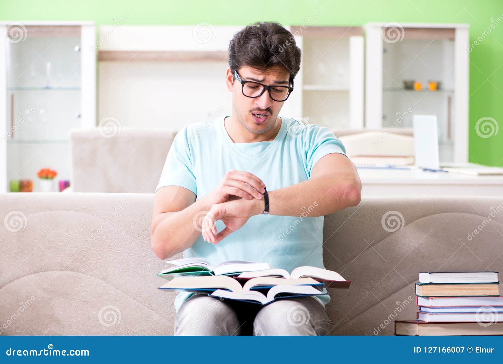 Student Preparing for University Exams at Home Stock Image - Image of ...