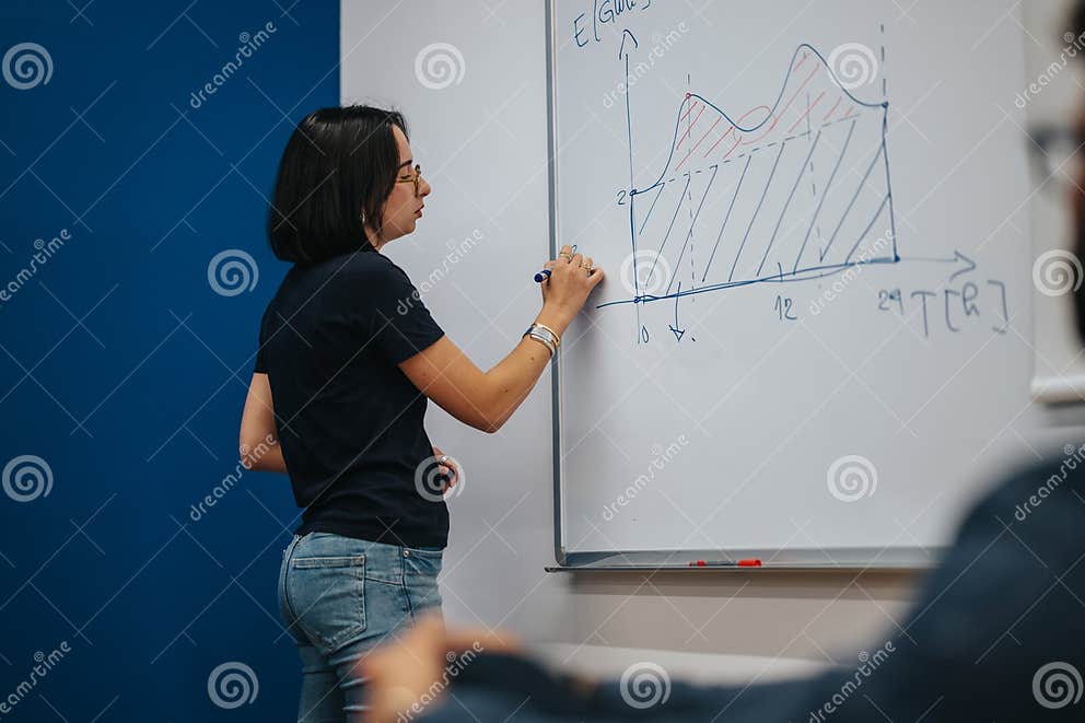 Student Presenting Graph Analysis on Classroom Whiteboard Stock Image - Image of understanding ...