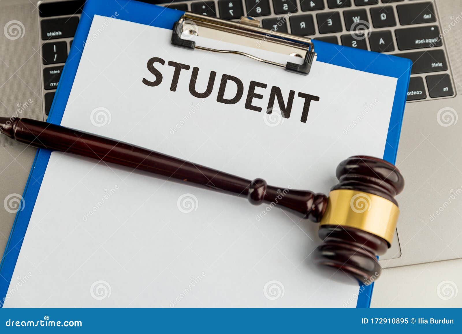 Student Protection Concept. Wooden Hammer and Paper Document on the ...