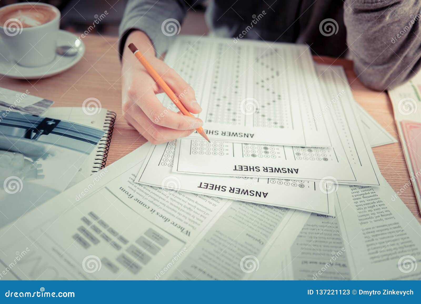 Student Putting Answers on the Tests Answer Sheet Stock Image - Image ...