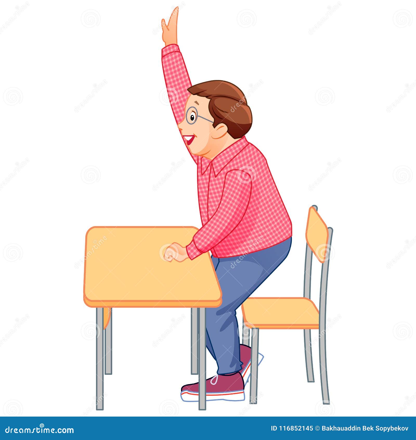 Student raise their hands stock vector. Illustration of learning ...