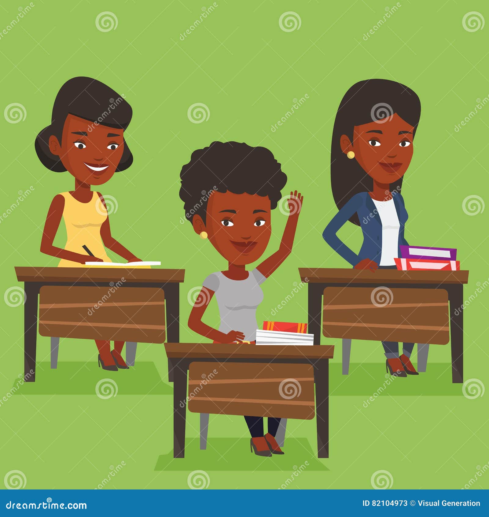Student Raising Hand in Class for an Answer. Stock Vector ...