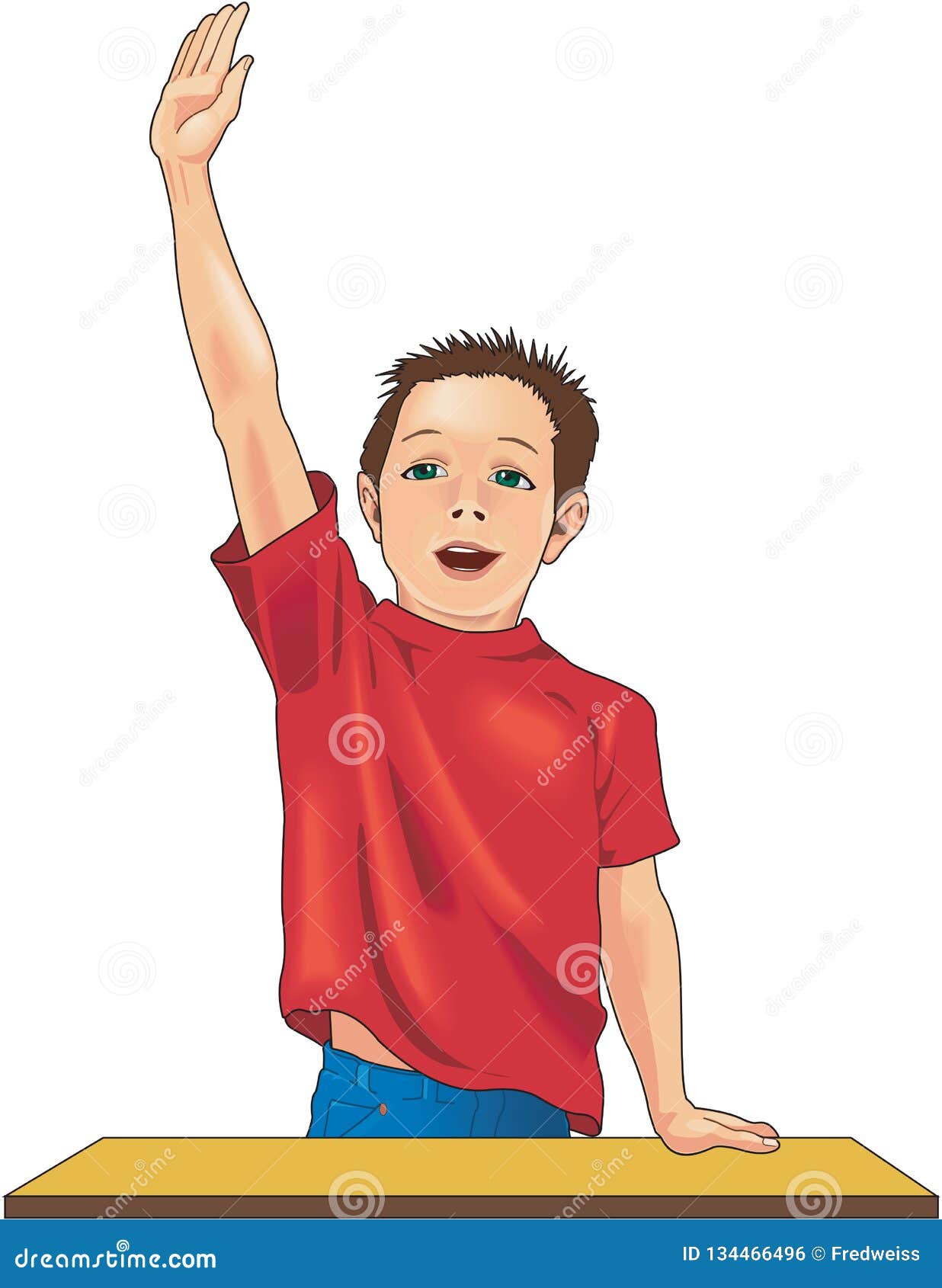 Man Raising His Hand. Cartoon Vector | CartoonDealer.com #71026343
