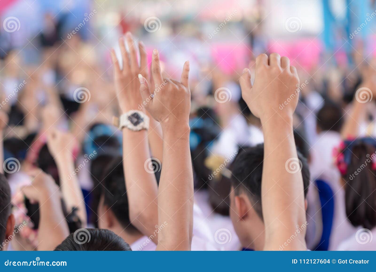 Student Raising Hands at High School. Editorial Stock Image - Image of ...