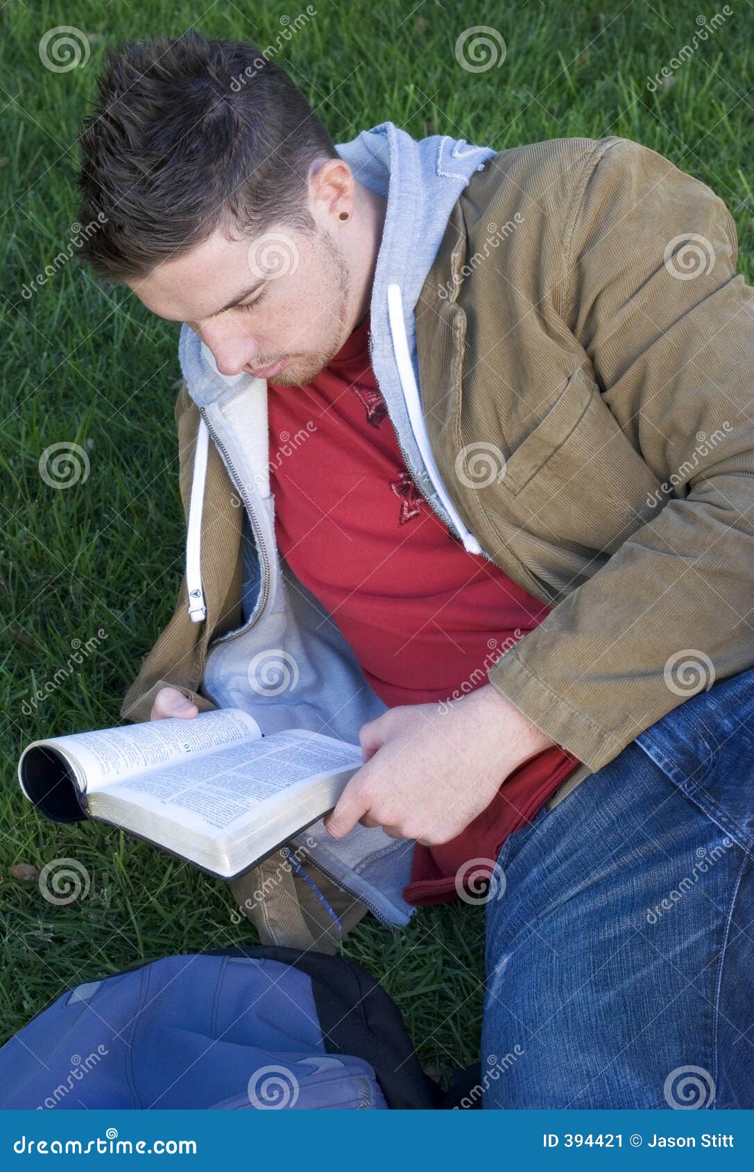 Student Reading stock image. Image of teen, grass, adult - 394421