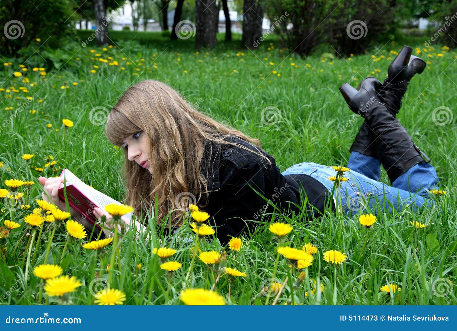 Student is reading a book stock image. Image of park, education - 5114473