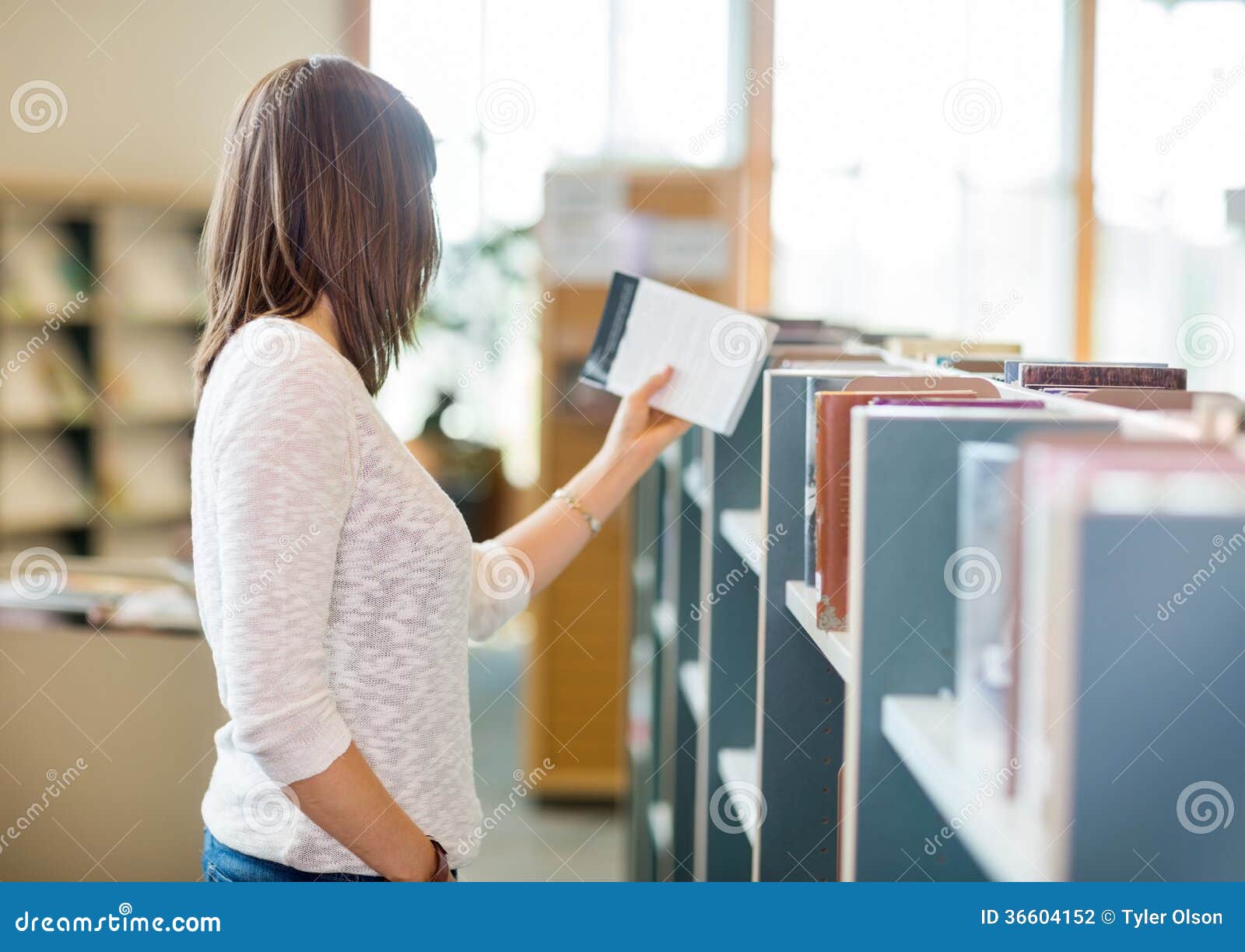 197 Side View Female Student Reading Book Library Photos - Free ...