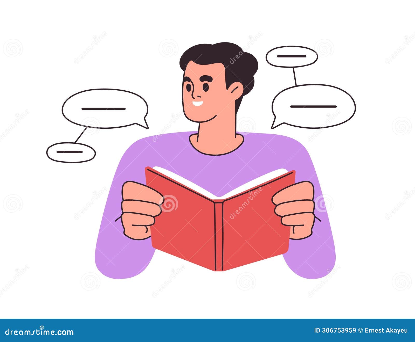 Student Reading Book, Studying. Learner Character Learning Grammar ...