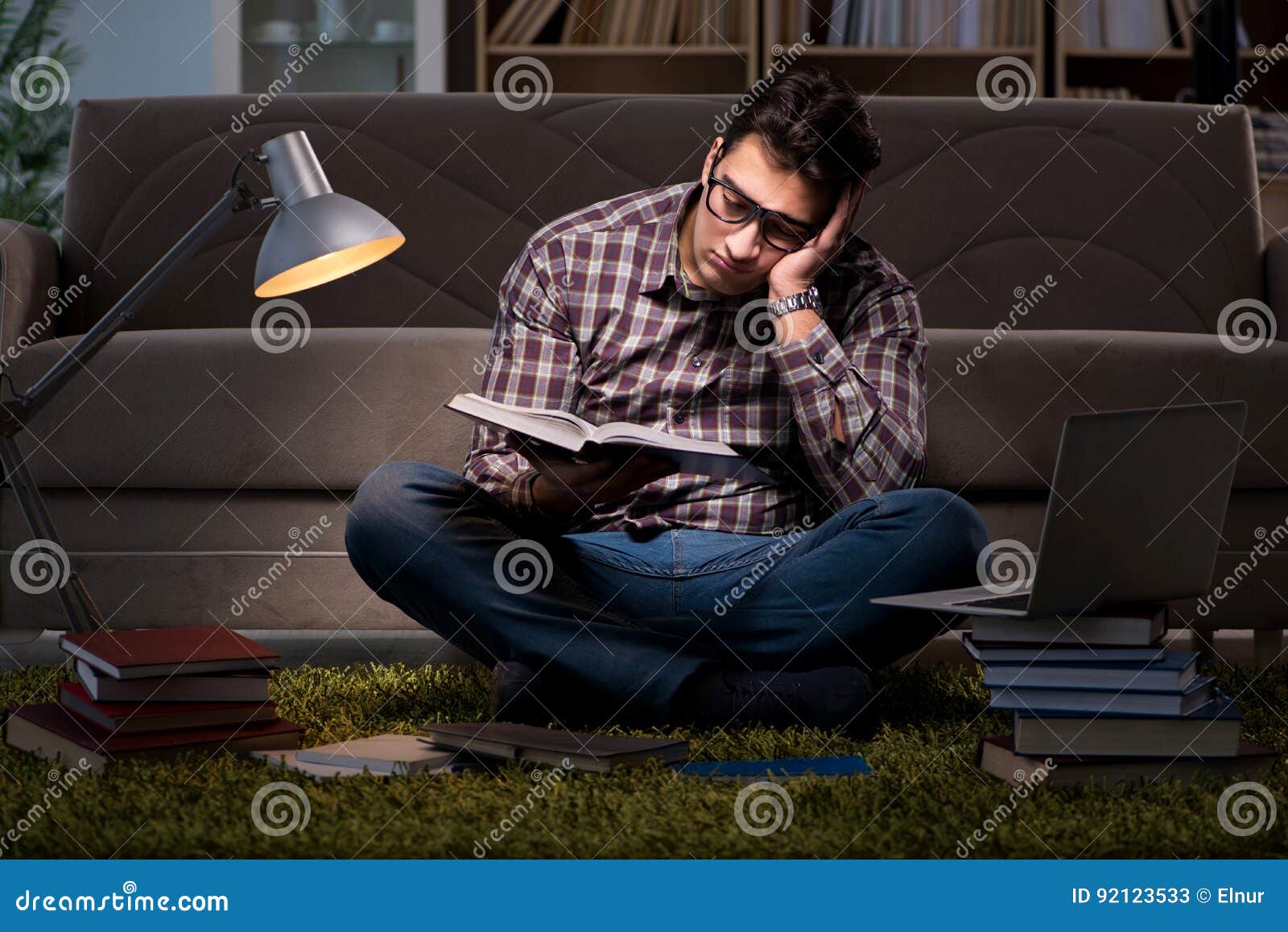 The Student Reading Books Preparing for Exams Stock Image - Image of ...