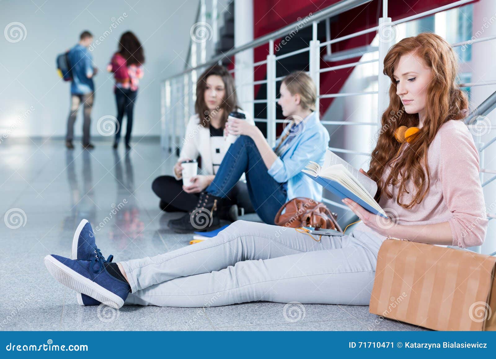 Student Reading Notes before Exam Stock Image - Image of floor, college ...