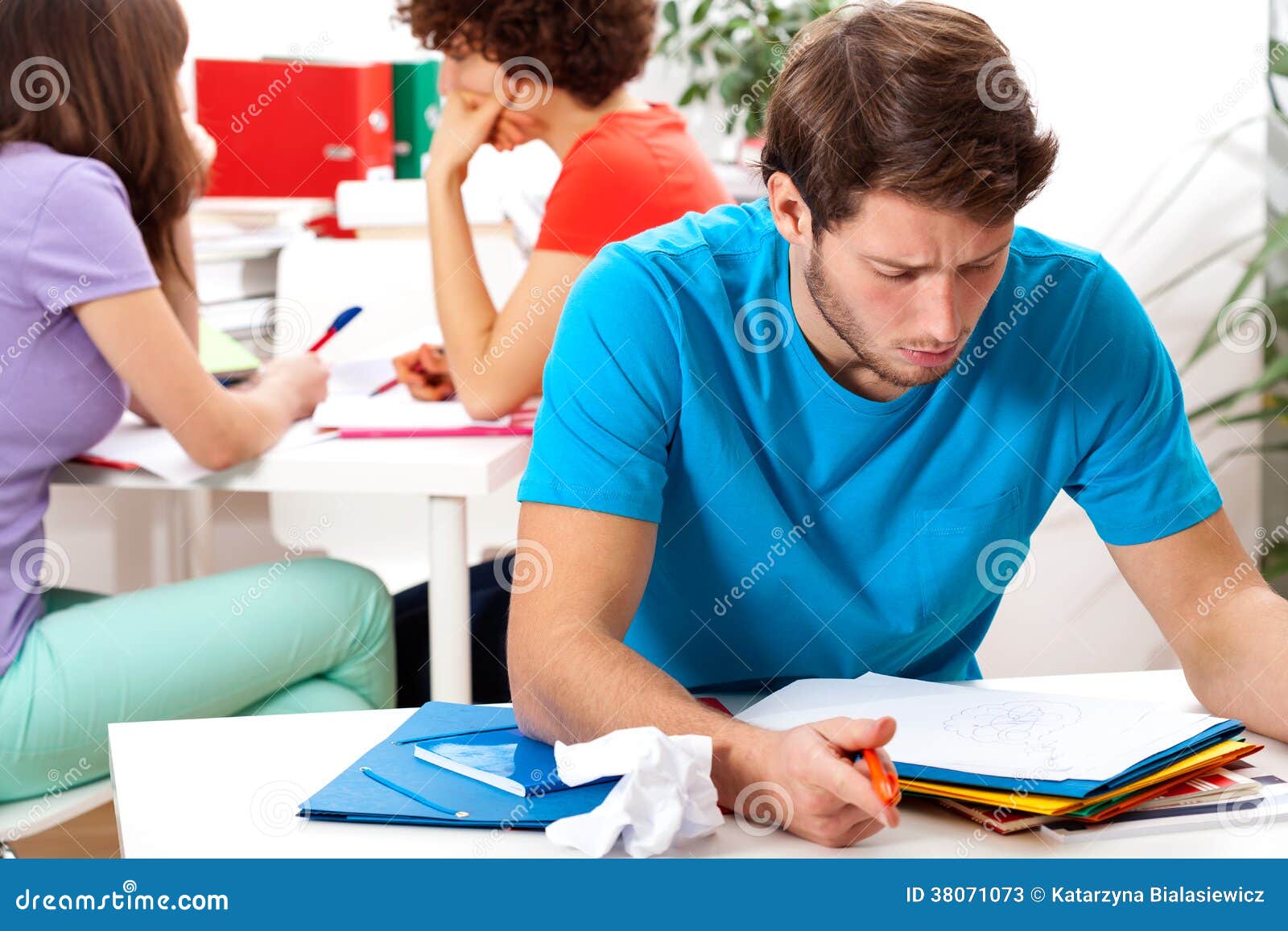 Student Reading Notes at University Stock Image - Image of homework ...