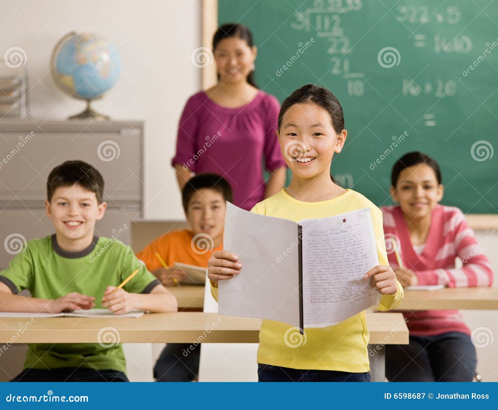 Student Reads Her Report in School Classroom Stock Image - Image of ...