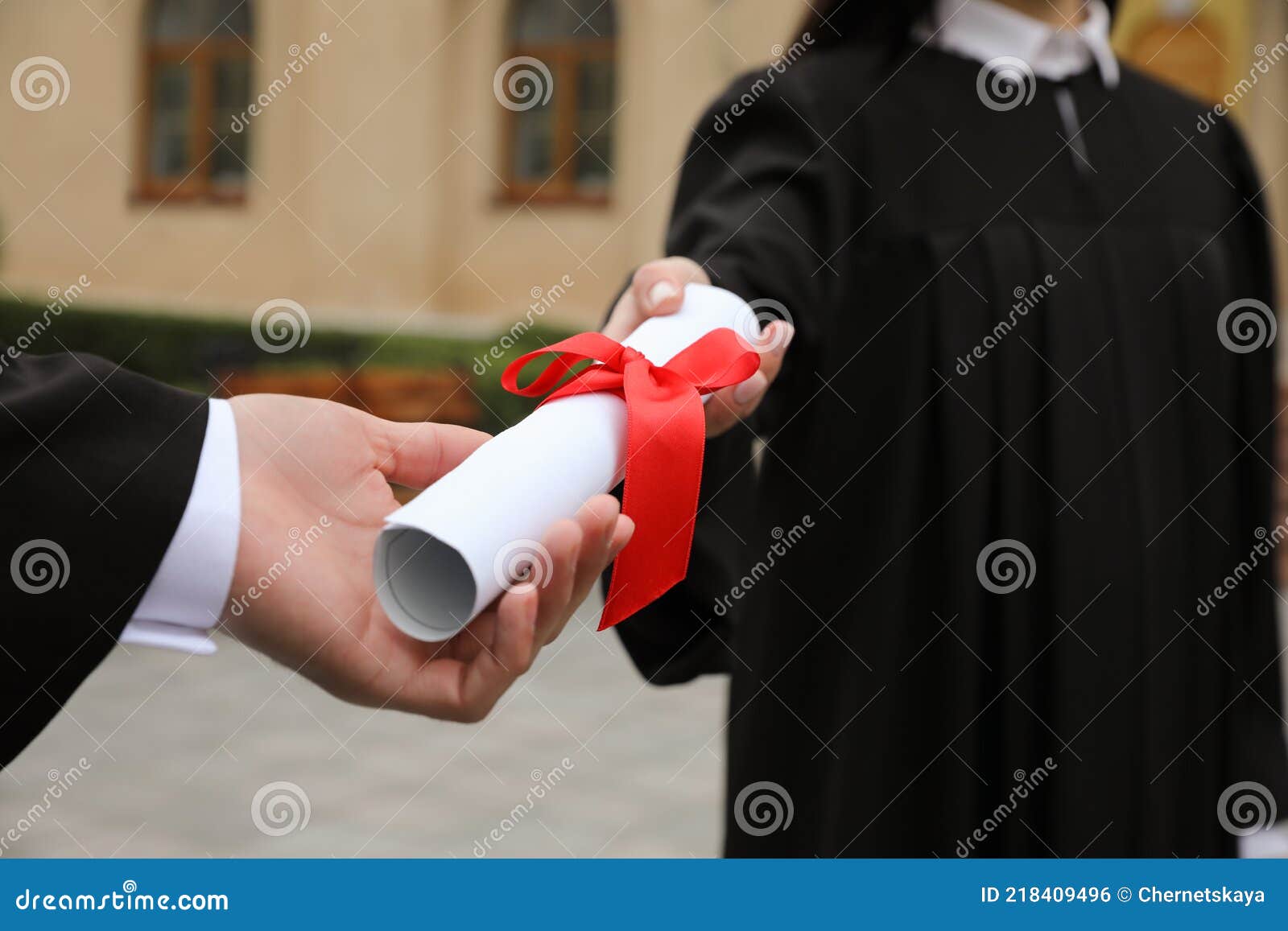 Student Receiving Diploma during Graduation Ceremony Outdoors, Closeup ...