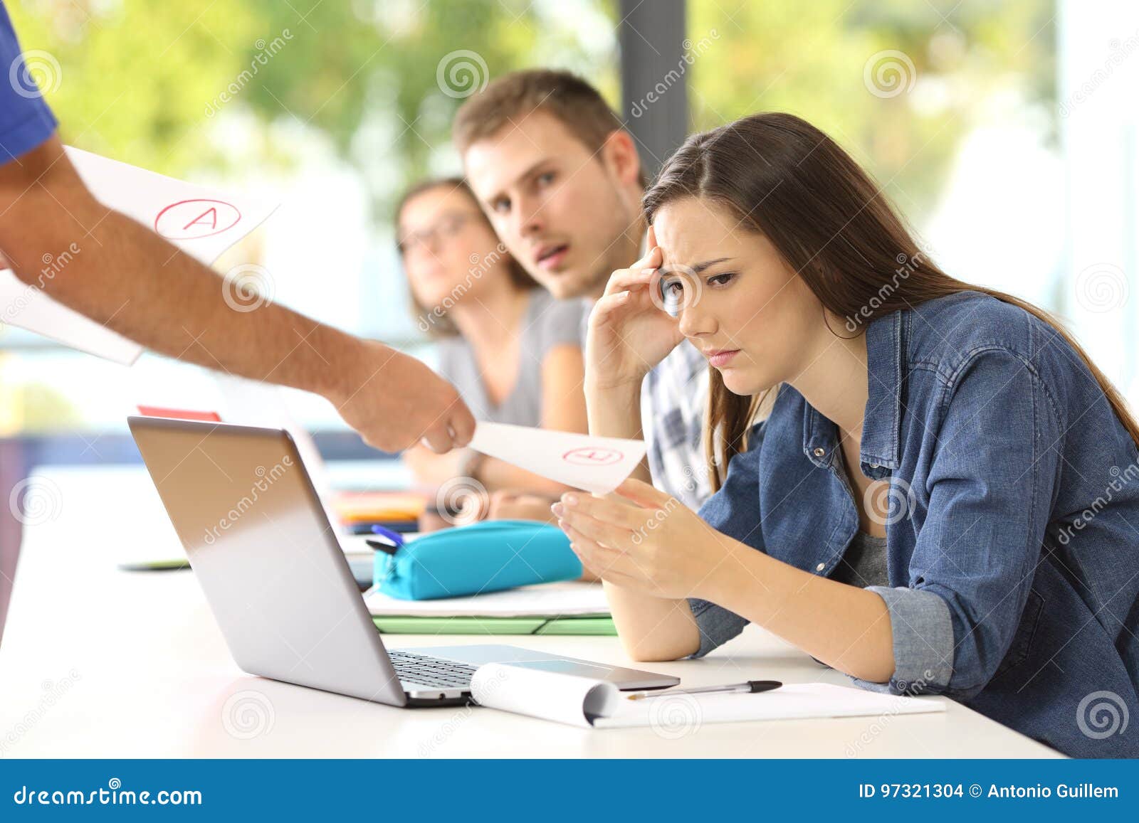 Student Receiving A Failed Exam In A Classroom Stock Photography ...