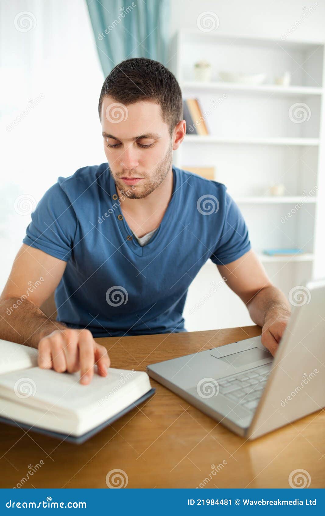 Student Researching with His Laptop Stock Image - Image of intelligent ...