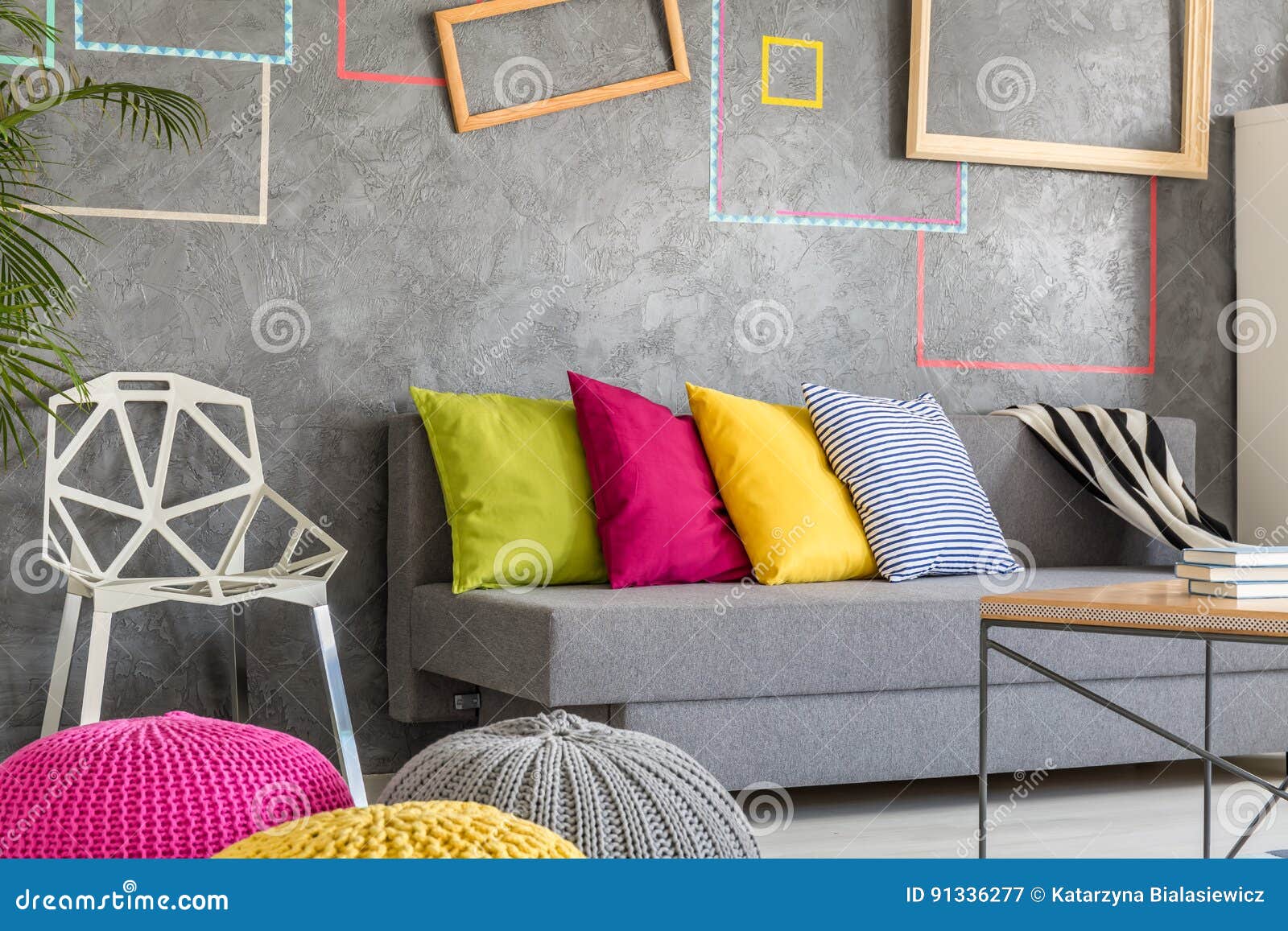 Student Room with Grey Sofa Stock Image - Image of decoration ...