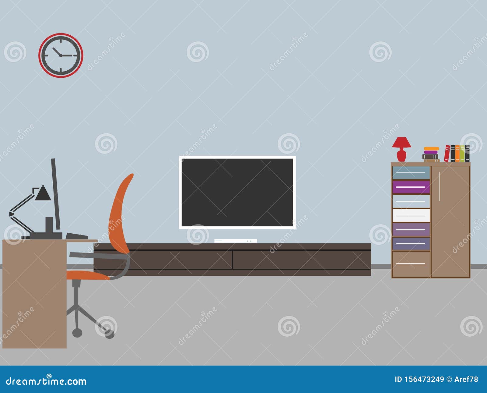 Student Room Vector Illustration Flat Set Stock Vector - Illustration ...