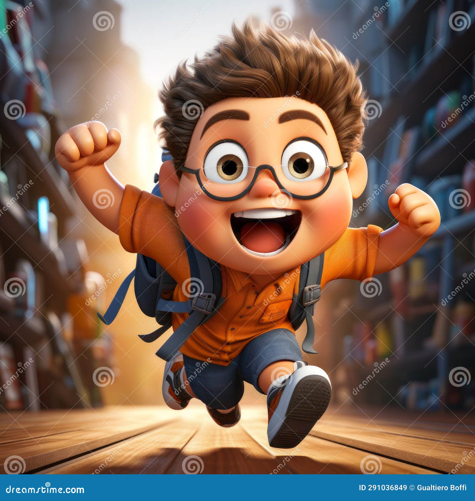 Student Runs into a Library. Generated by Ai Stock Illustration ...