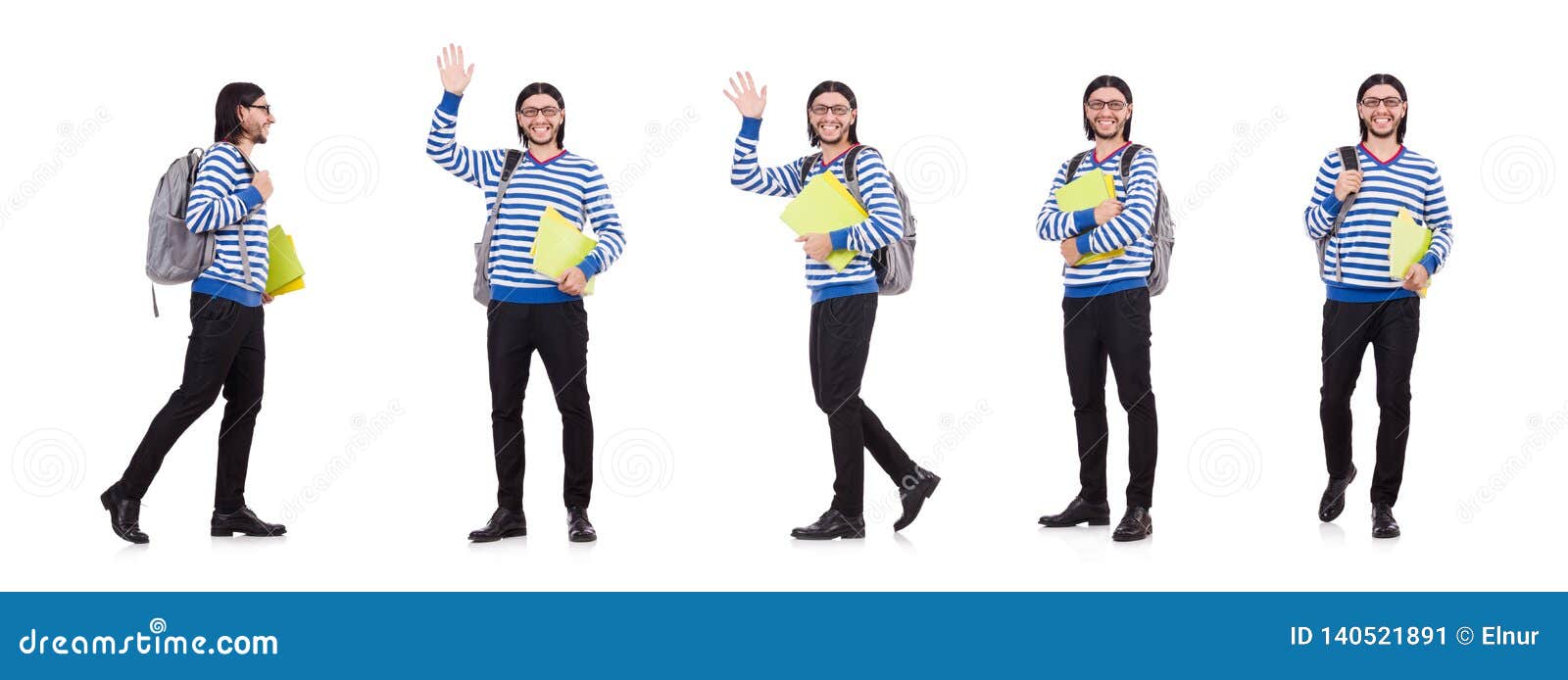 The Student Rushing To the Lesson Isolated on White Stock Image - Image ...