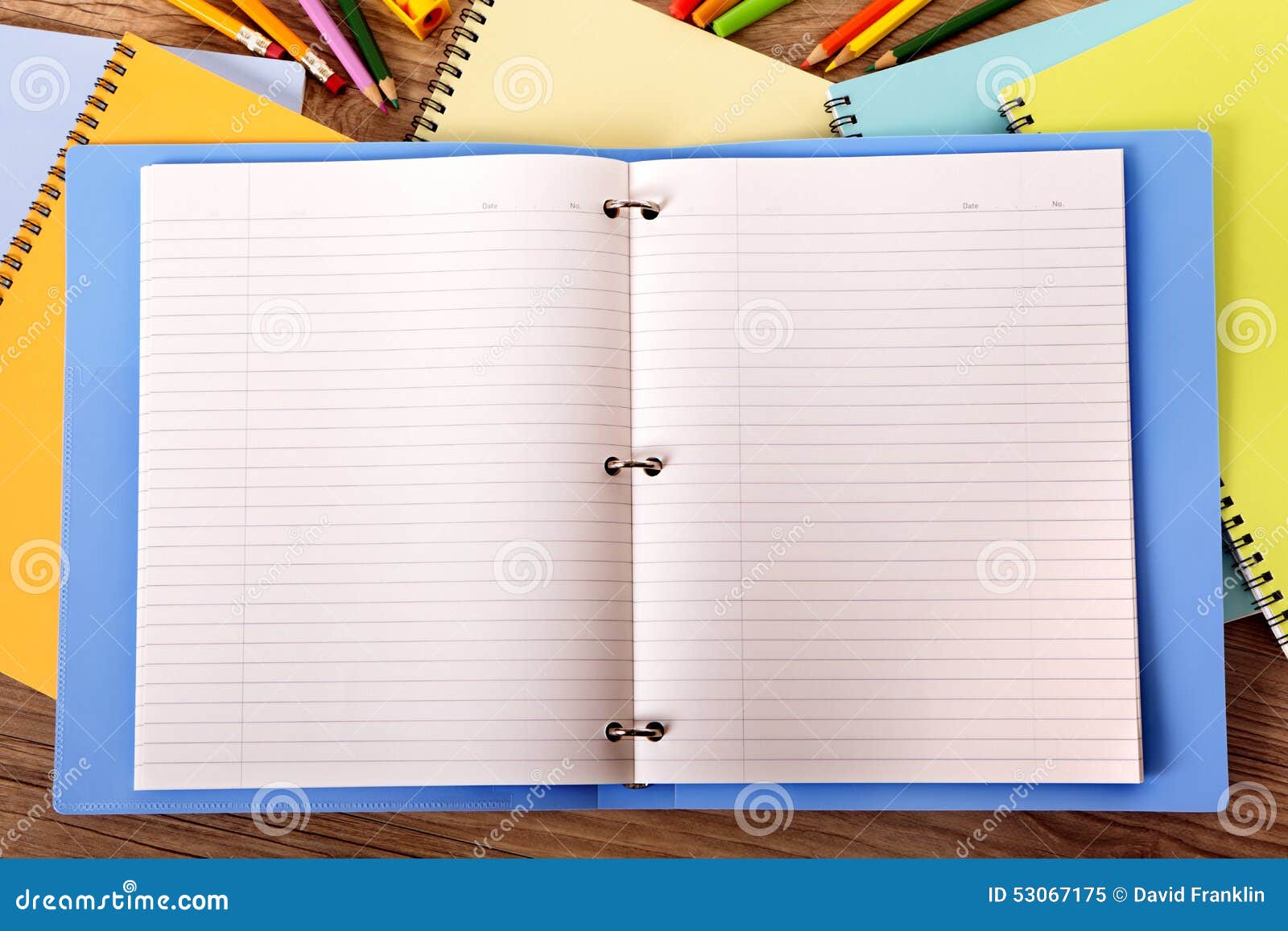 Student Desk Homework Writing Book Ring Binder Copy Space Stock Image ...