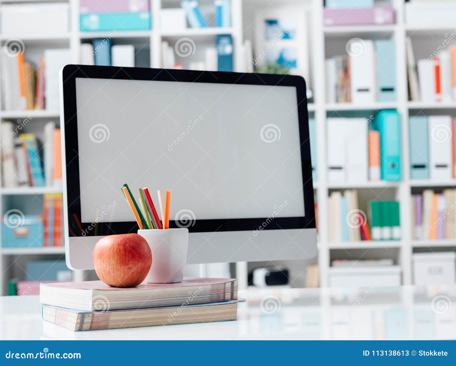 Student`s Desktop With Computer And Books Royalty-Free Stock Photo ...