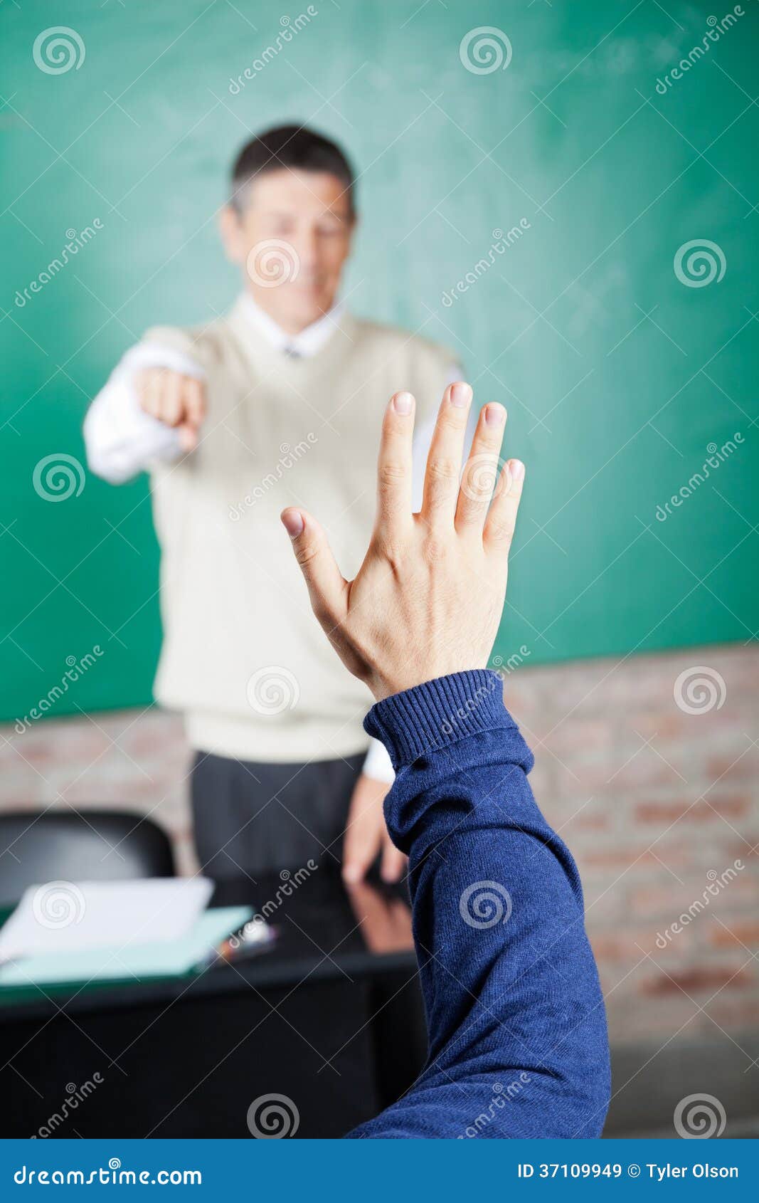 Student S Hand with Professor Pointing at Him in Stock Image - Image of ...