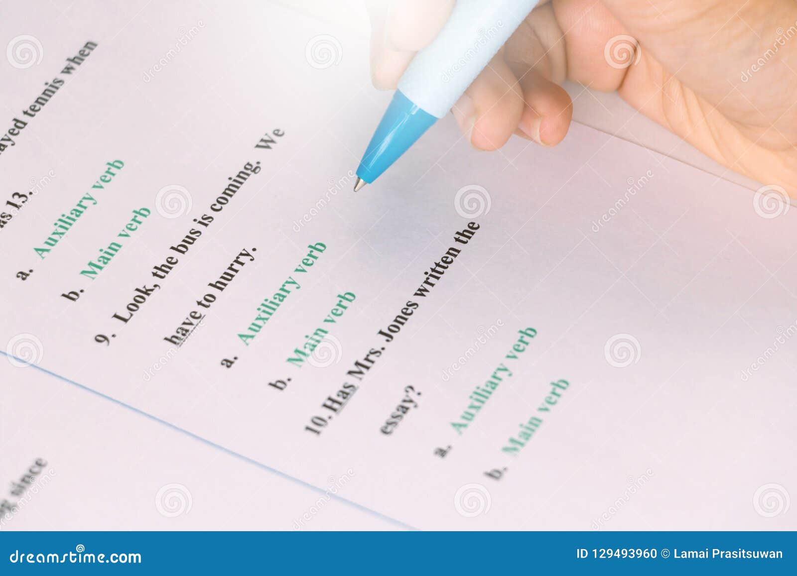 Student`s Hand Taking English Test in Class Stock Photo - Image of ...
