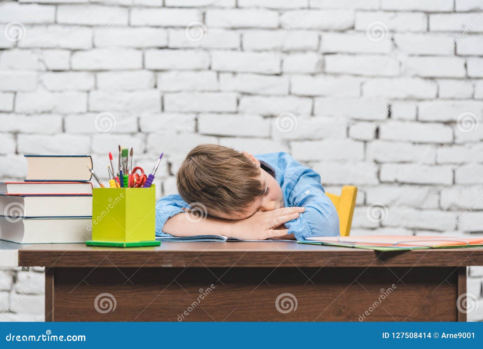 Student or School Boy Being Tired from All the Learning Stock Photo ...
