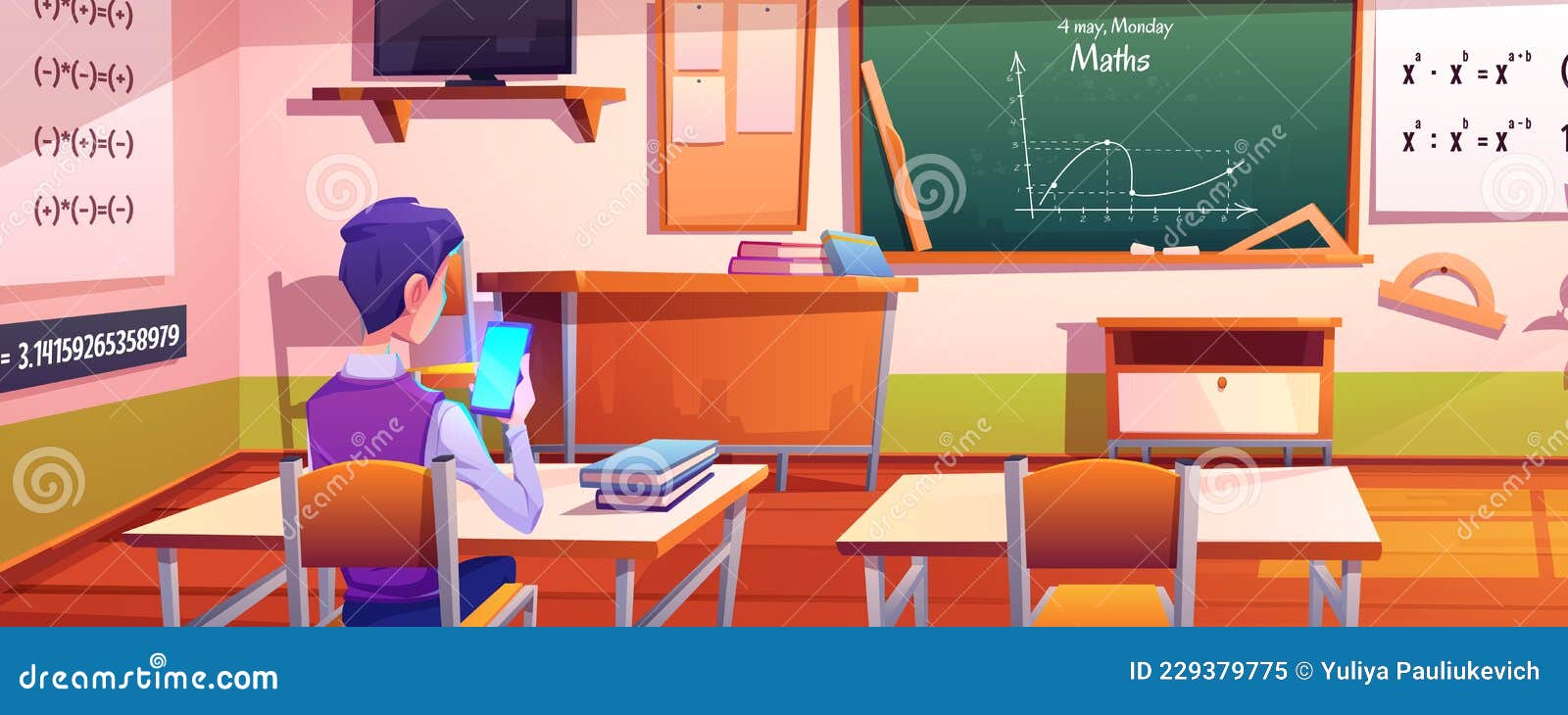 Cell Phone Cartoon In School