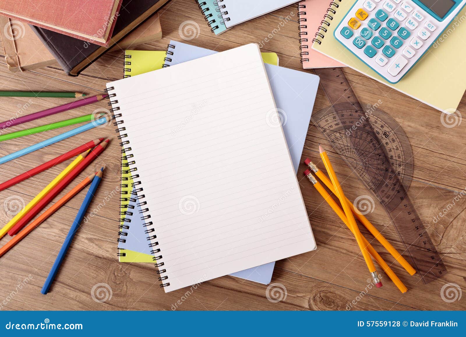 Student School Desk with Blank Books, Copy Space, Homework, Studying ... Student School Desk with Blank Books, Copy Space, Homework, Studying ...