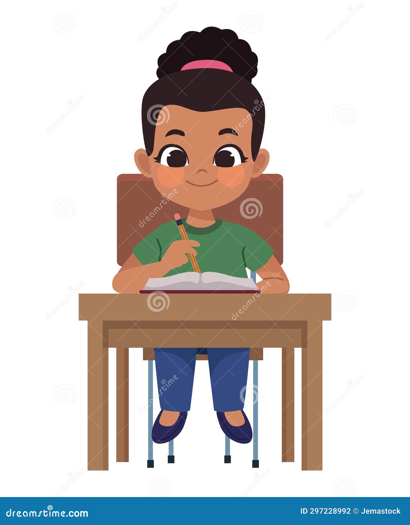 Student in school desk stock vector. Illustration of education - 297228992