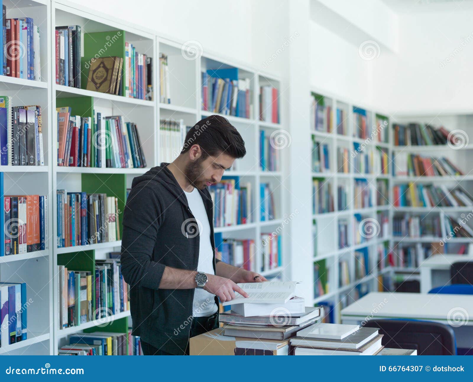 Student in school library stock image. Image of archive - 66764307