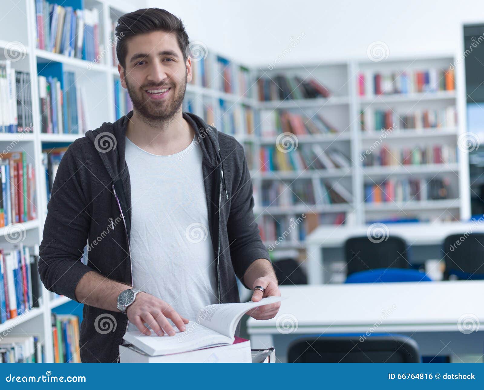 Student in school library stock photo. Image of database - 66764816
